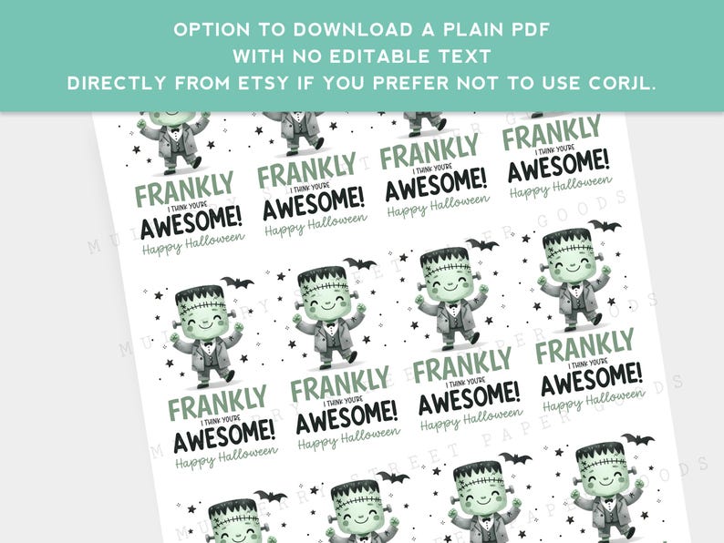 Editable Halloween Gift Tag Instant Download Cute Frankenstein ...