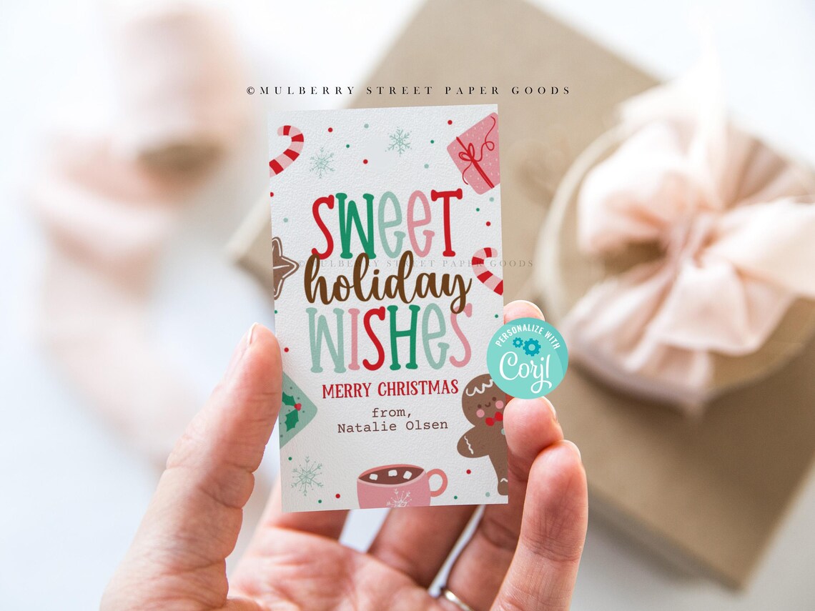 Sweet Holiday Wishes Gift Tag Printable Christmas Cookies Hot Cocoa ...
