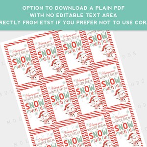 Printable Hoping Your Winter Break is Snow Much Fun Gift Tag, School ...