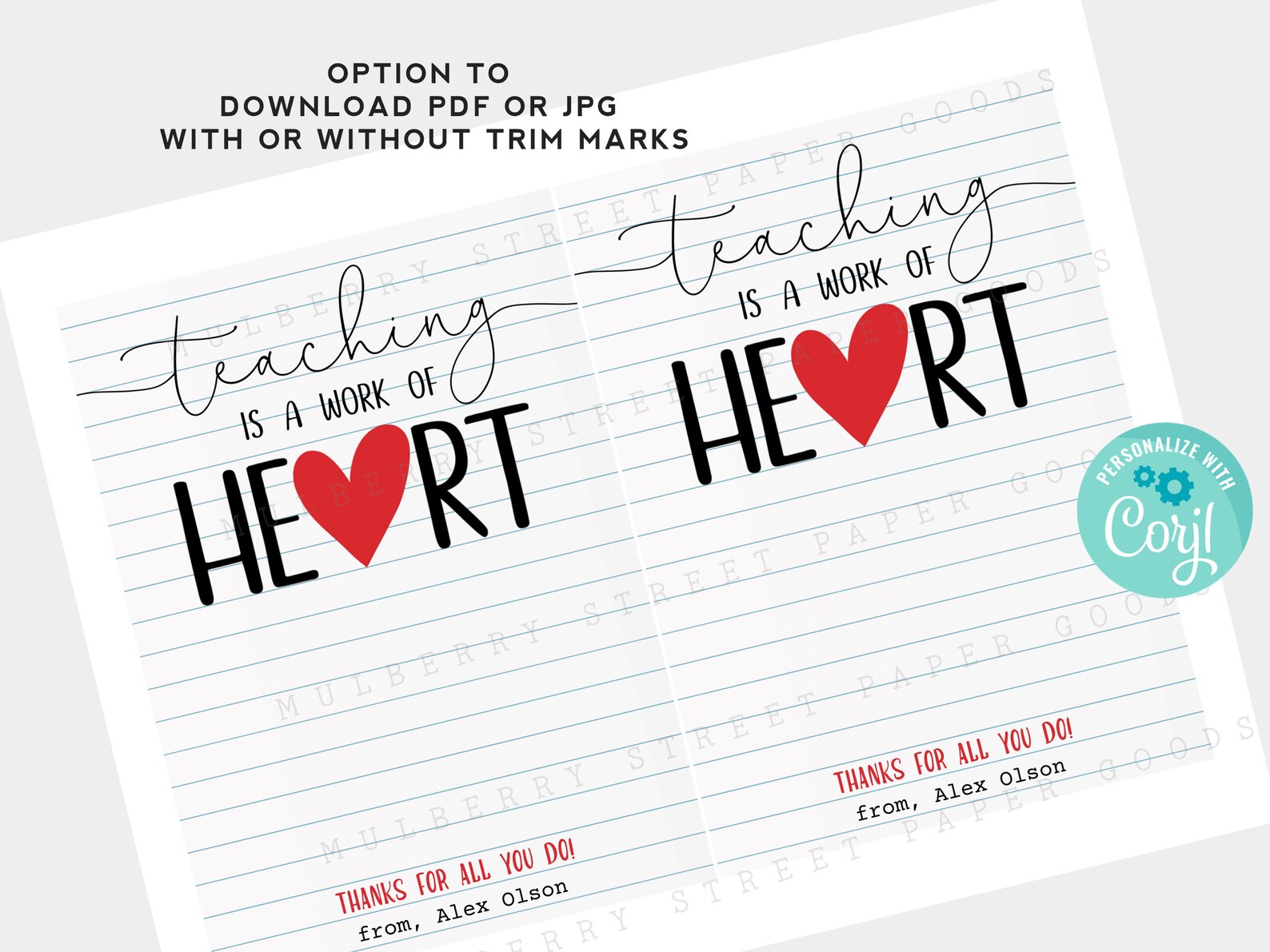 Printable Teaching is a Work of Heart Gift Card Holder - Etsy