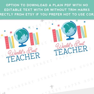Printable World's Best Teacher Thank You Card, Instant Download Teacher ...