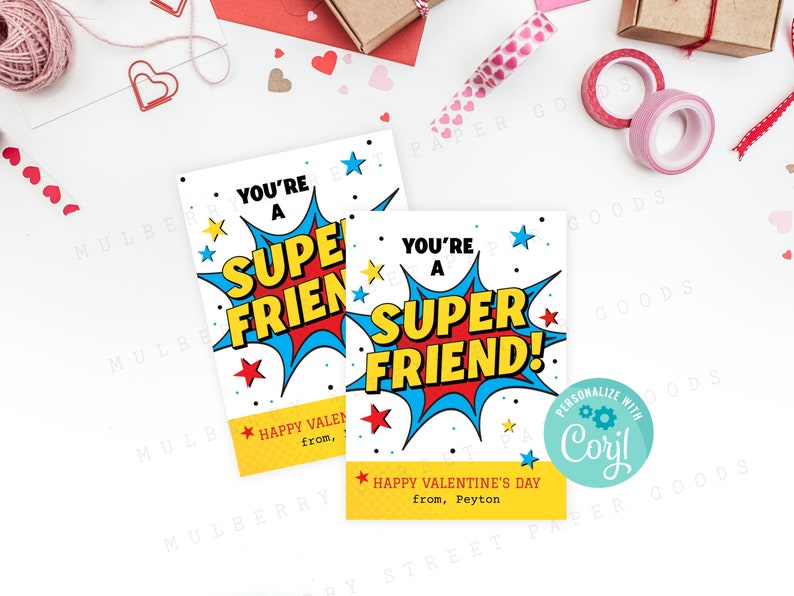 Printable You're A Super Friend Valentine's Day Card, Kids Classroom ...