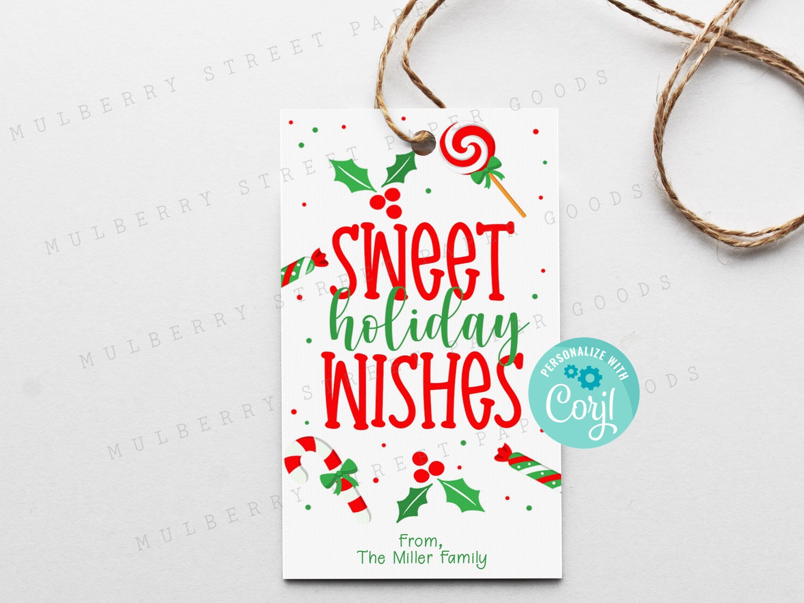 Printable Sweet Holiday Wishes Gift Tag Christmas Sweets Tag - Etsy