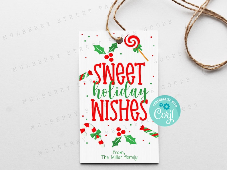 Printable Sweet Holiday Wishes Gift Tag Christmas Sweets Tag - Etsy