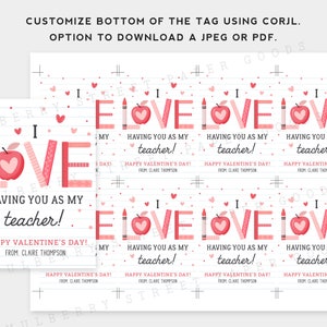 Teacher Valentine Card Printable Digital Download Teacher Valentine's ...
