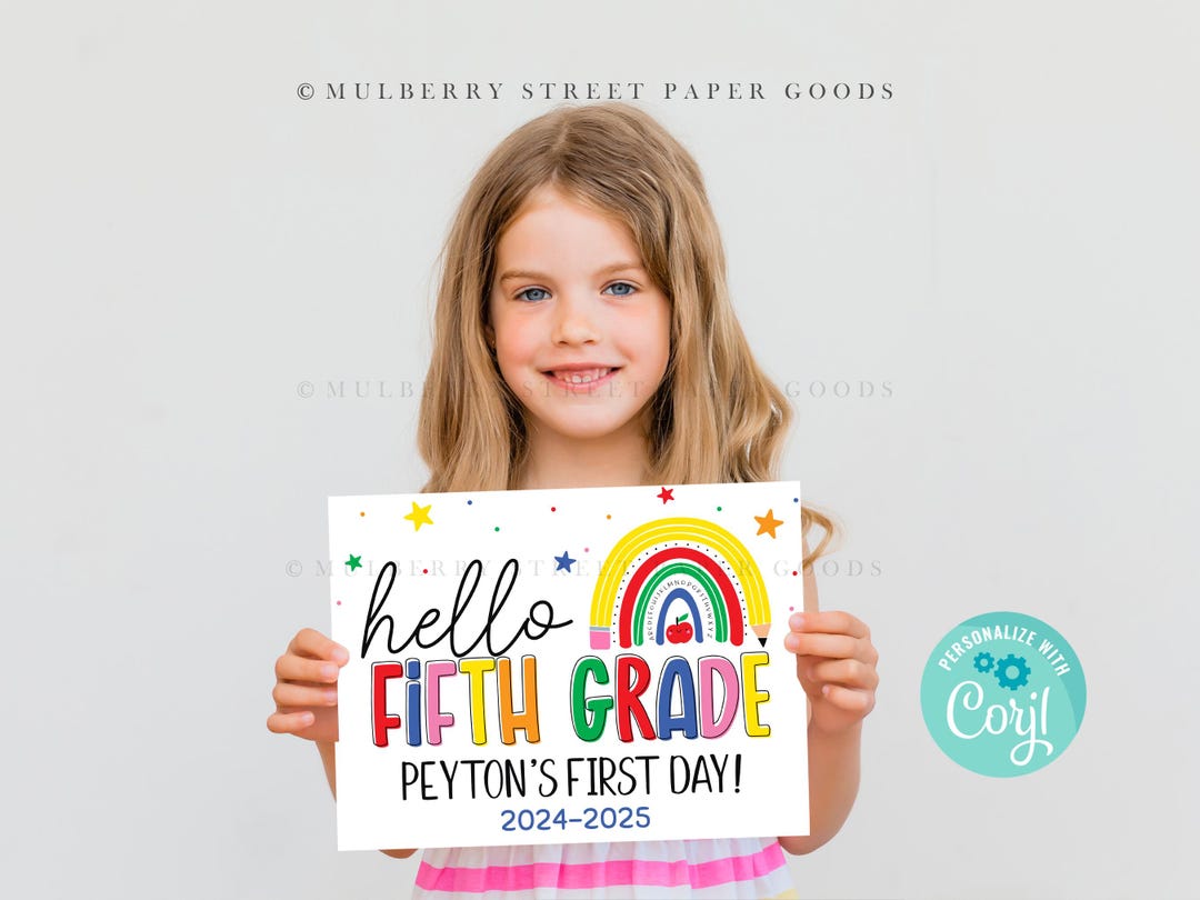 Editable First Day of Fifth Grade Sign Printable 1st Day of 5th Grade ...