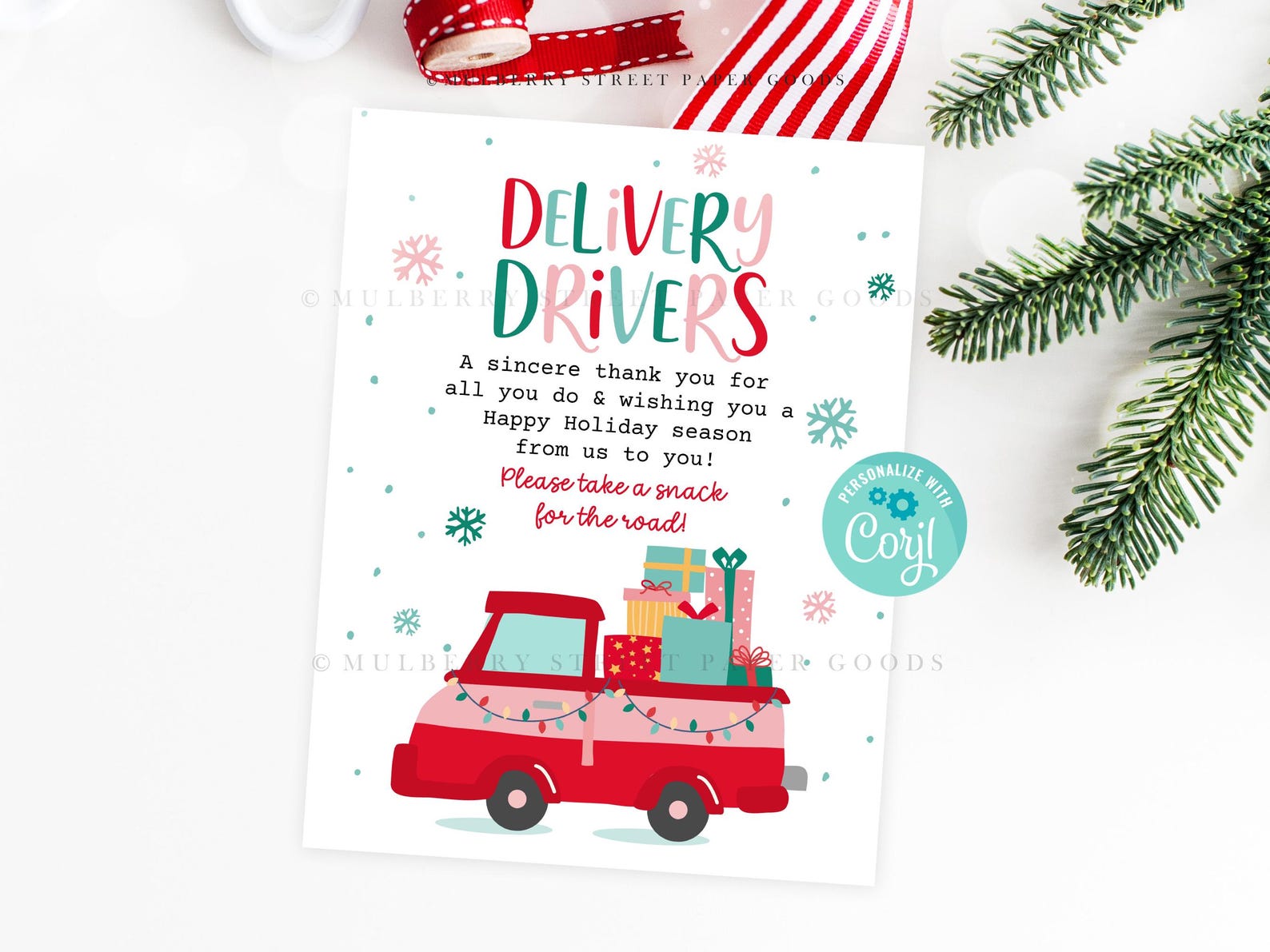 Editable Christmas Delivery Driver Treat Station Printable Digital ...