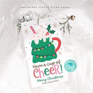 Holiday Hot Cocoa Gift Tag Printable Have a Cup of Cheer Christmas Mug ...