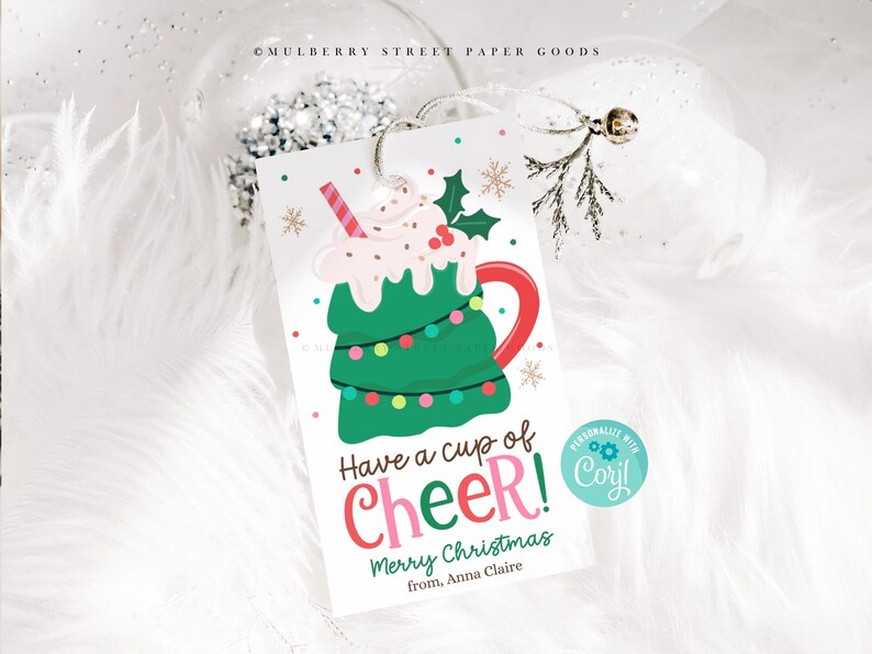 Holiday Hot Cocoa Gift Tag Printable Have a Cup of Cheer Christmas Mug ...