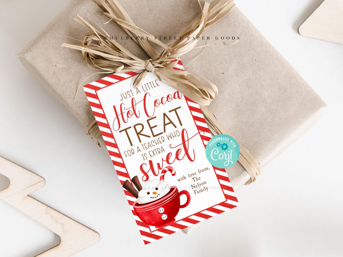 Teacher Hot Cocoa Gift Tag Digital Download Printable Holiday Hot ...