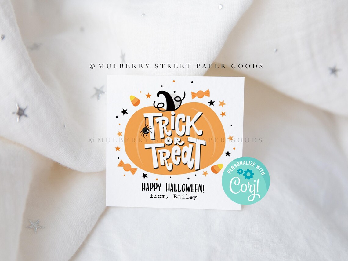 Halloween Circle Sticker Printable Trick or Treat Halloween Tag Party ...