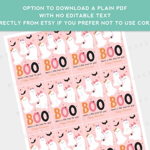 Printable Halloween Gift Tag Ghost Ghouls Pink Halloween Treat Tag ...