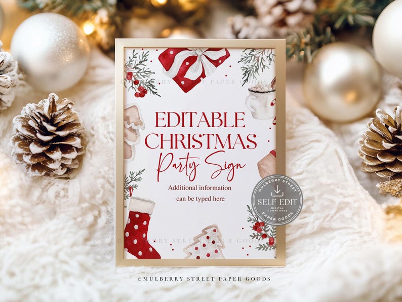 Editable Christmas Party Table Sign Printable Digital Download Canva ...