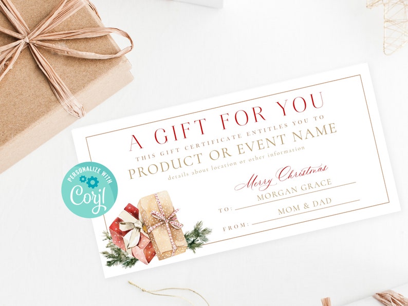 Printable Christmas Gift Certificate Customizable Merry - Etsy