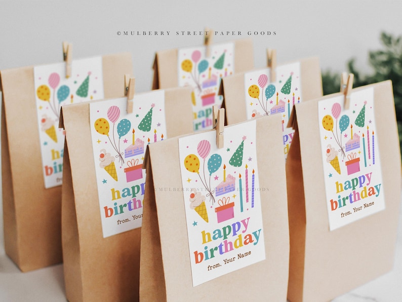 Editable Happy Birthday Gift Tag Printable Digital Download Custom ...