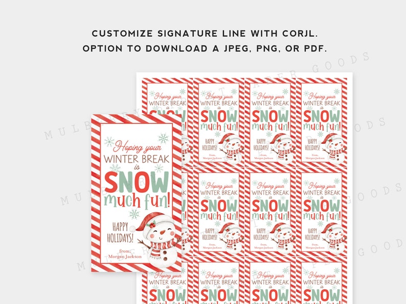 Printable Hoping Your Winter Break is Snow Much Fun Gift Tag, School ...