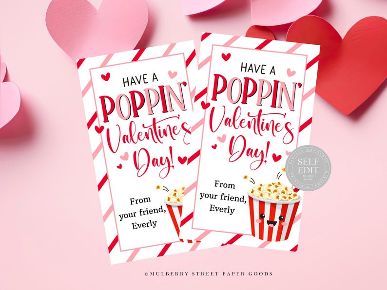 Printable Have a Popping Valentine's Day Card, Popcorn Valentine Tag ...