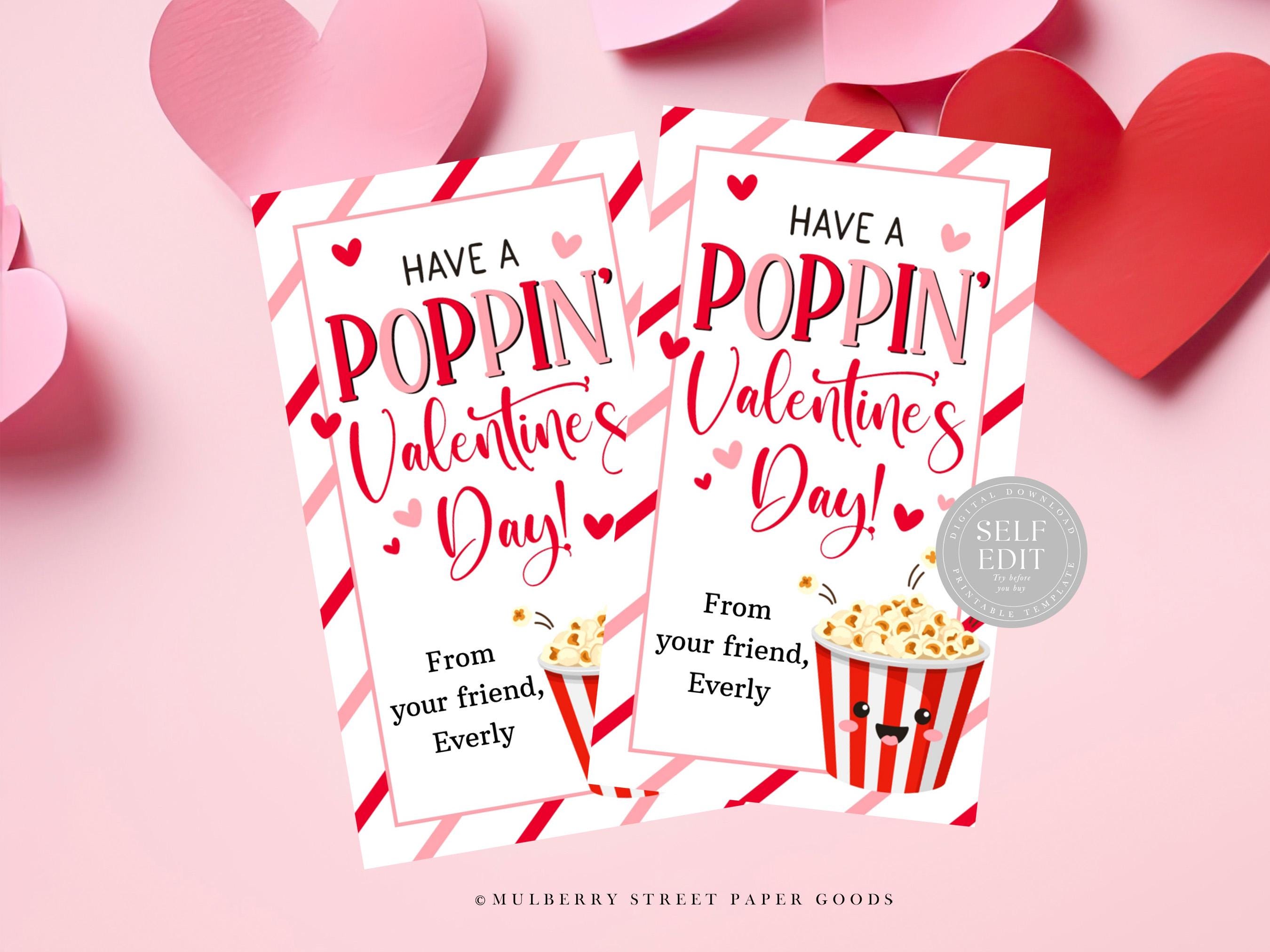 Printable Have a Popping Valentine's Day Card, Popcorn Valentine Tag ...