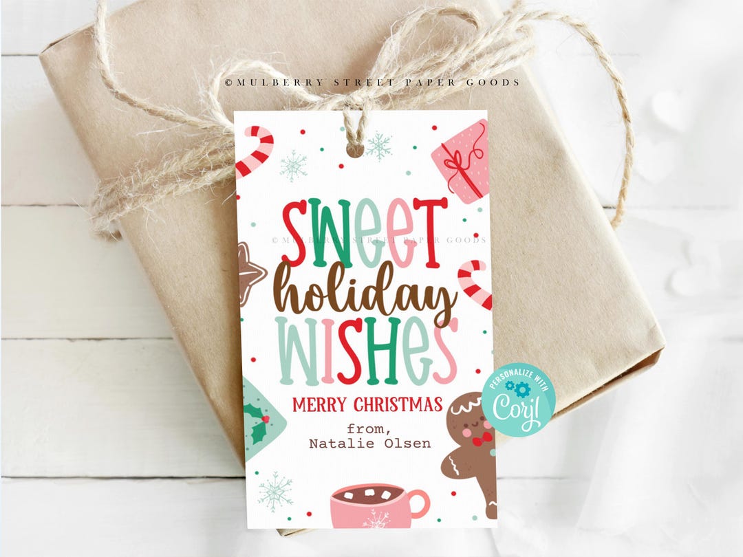 Sweet Holiday Wishes Gift Tag Printable Christmas Cookies Hot Cocoa ...