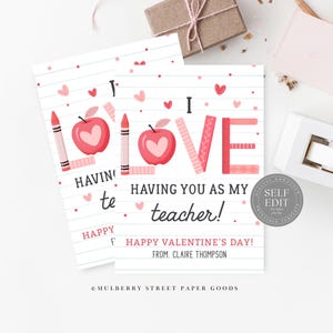 Teacher Valentine Card Printable Digital Download Teacher Valentine's ...