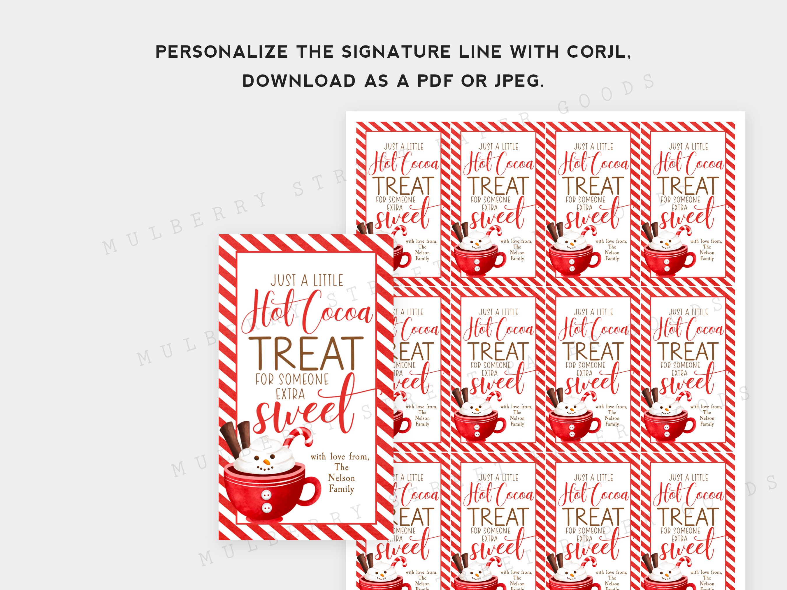 Printable Hot Cocoa Christmas Gift Tag Hot Chocolate Treat - Etsy