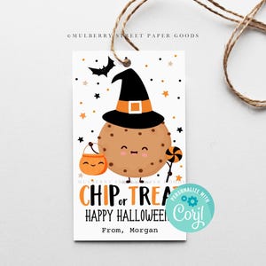 Printable Chip or Treat Halloween Cookie Gift Tag, Halloween Party Gift ...
