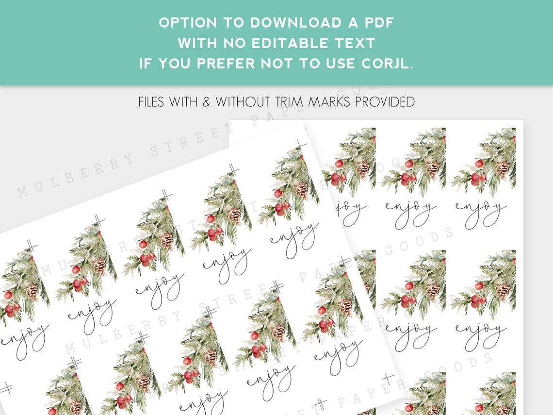Printable Christmas Gift Tag, Instant Download Enjoy Holiday Gift Tag ...