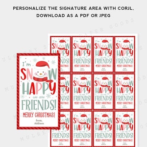 Snow Happy We Are Friends Christmas Gift Tag, Snowman Holiday Party ...