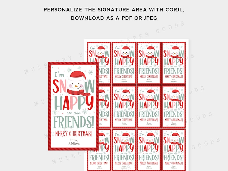Snow Happy We Are Friends Christmas Gift Tag, Snowman Holiday Party ...