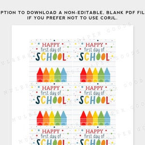 Happy First Day of School Printable Tag, Square Back to School ...