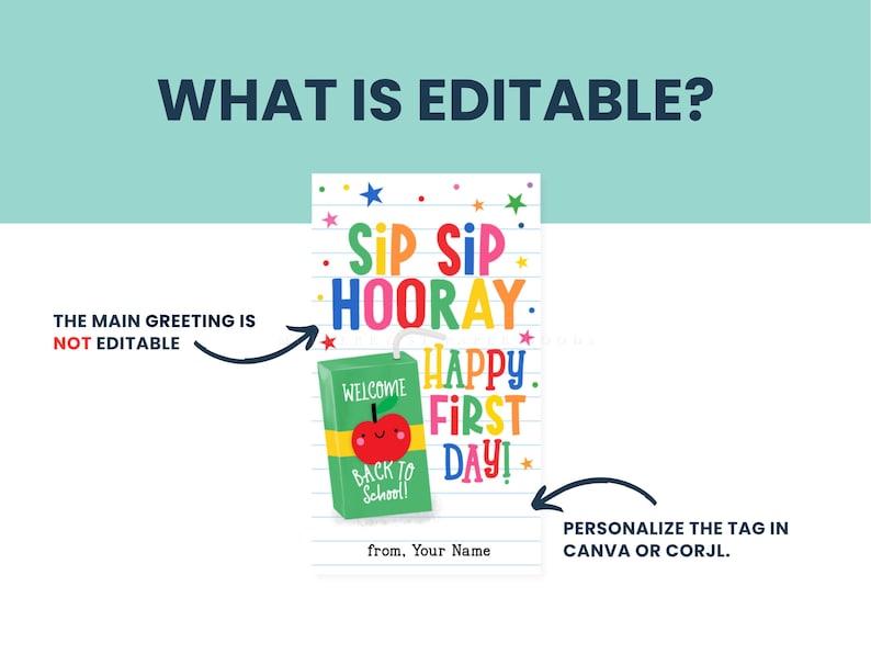 Printable Back to School Gift Tag Canva Template Digital Download Cute ...