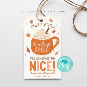 Instant Download Pumpkin Spice Gift Tag Printable Fall Pumpkin Latte ...