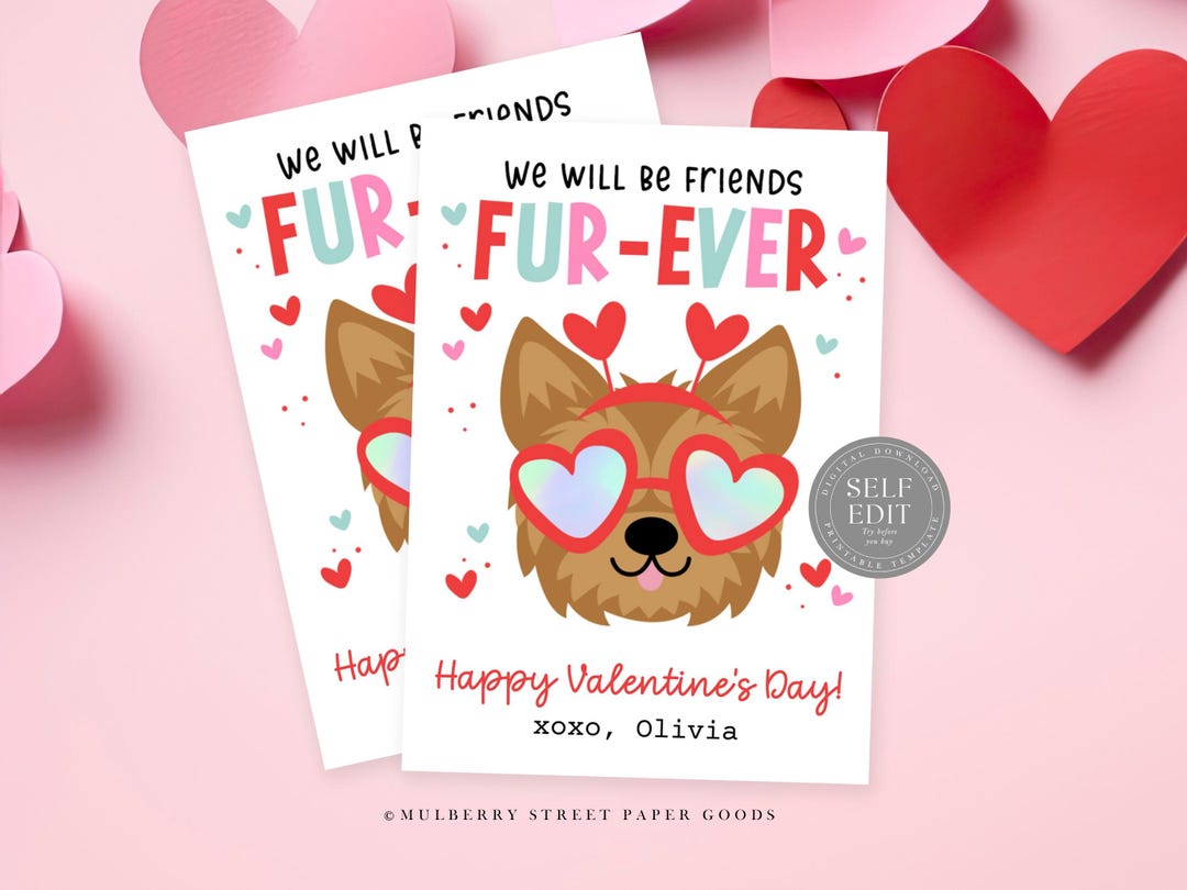 Cute Dog Valentine's Day Card Printable Canva Template Digital Download ...