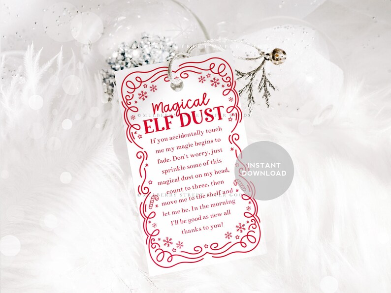 Editable Magical Elf Dust Printable Gift Tag Instant Download ...