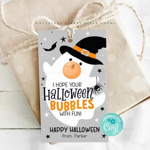 Halloween Bubble Gum Gift Tag Template Cute Ghost Halloween Party ...