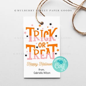 Halloween Printable Gift Tag Pastel Halloween Trick or Treat Tag Pink ...