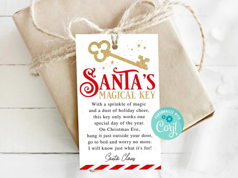 Printable Santa's Magical Golden Key Tag, Editable Santa's Magic Key ...