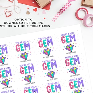 Printable You're A Real Gem Valentine's Day Card, Instant Download ...