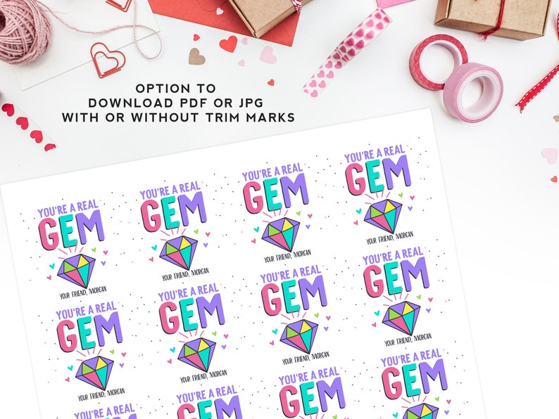 Printable You're A Real Gem Valentine's Day Card - Etsy