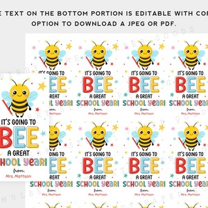 It's Going to BEE a Great School Year Printable Gift Tag First Day of ...