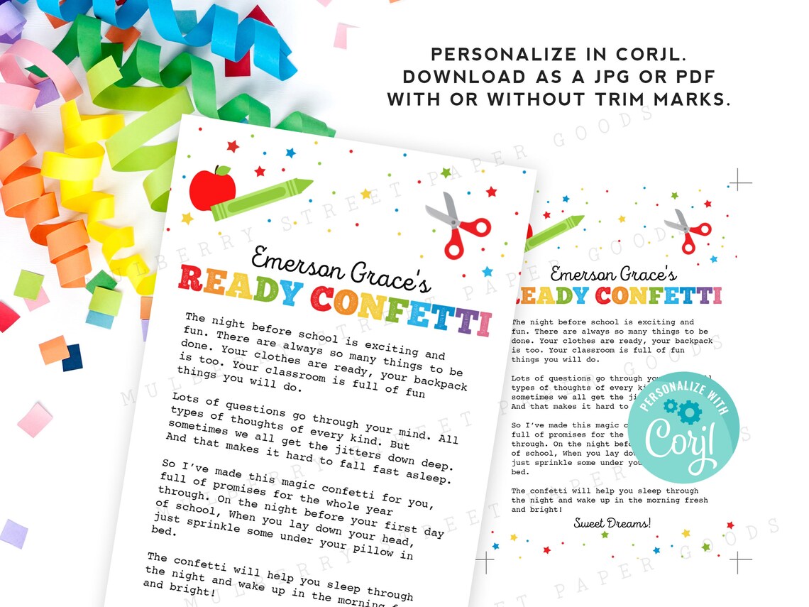 Back to School Ready Confetti Printable First Day of School - Etsy