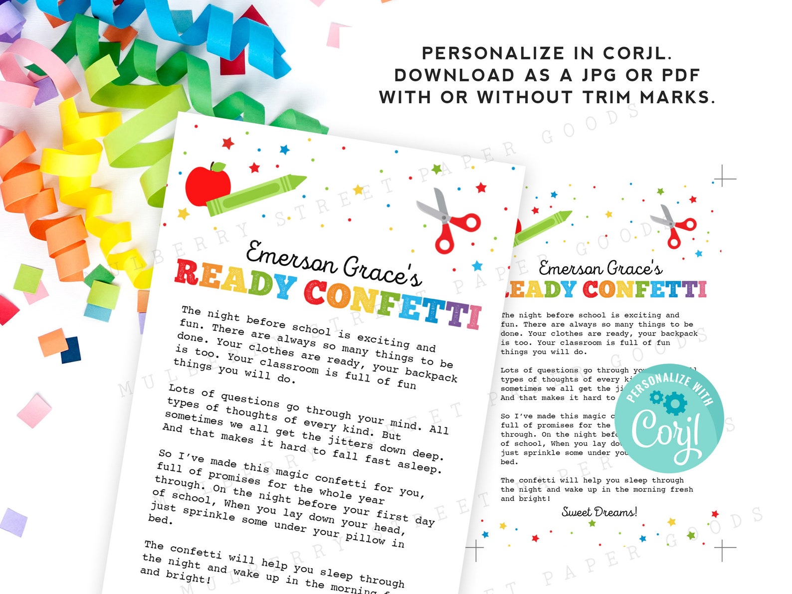 Back to School Ready Confetti Printable First Day of School - Etsy