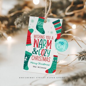 Christmas Socks Gift Tag Printable Have A Warm and Cozy Christmas Tag ...