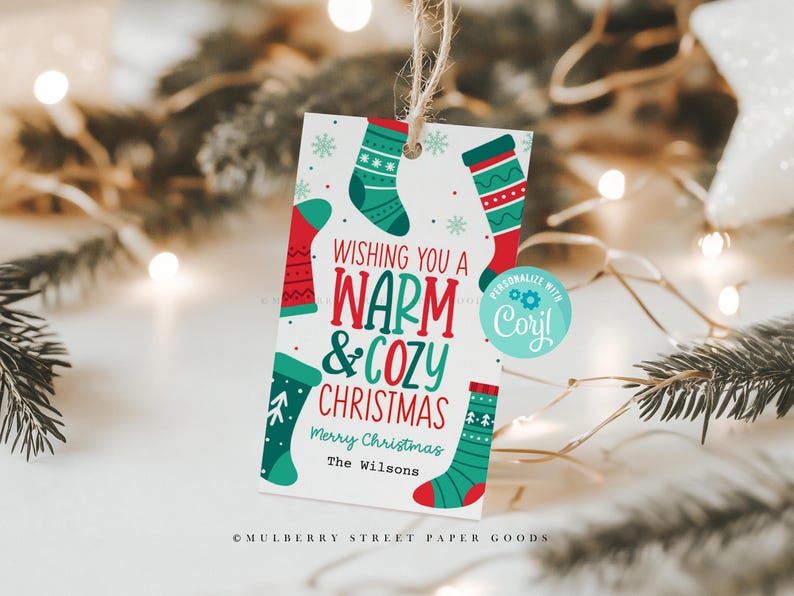 Christmas Socks Gift Tag Printable Have A Warm and Cozy Christmas Tag ...