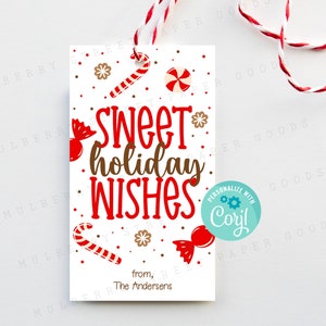 Printable Sweet Holiday Wishes Christmas Gift Tag, Candy and Cookies ...