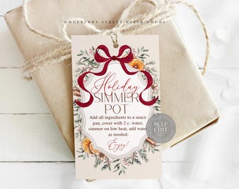 Printable Holiday Simmering Potpourri Christmas Gift Tag, Teacher ...