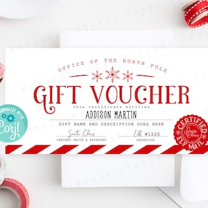 Printable Christmas Gift Certificate, Santa Gift Certificate Printable ...