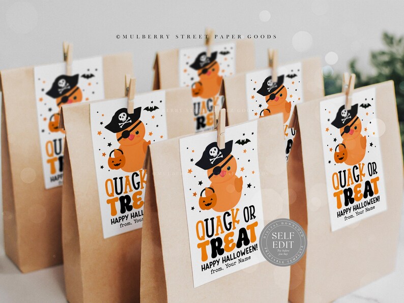Rubber Duck Halloween Gift Tag Printable Digital Download Canva ...