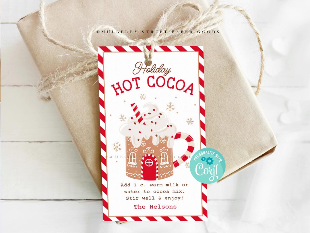 Holiday Hot Cocoa Gift Tag Printable Digital Download Gingerbread Hot ...