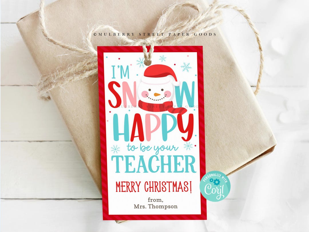 Editable Snow Happy Gift Tag Digital Download Christmas Gift Tag Cute ...